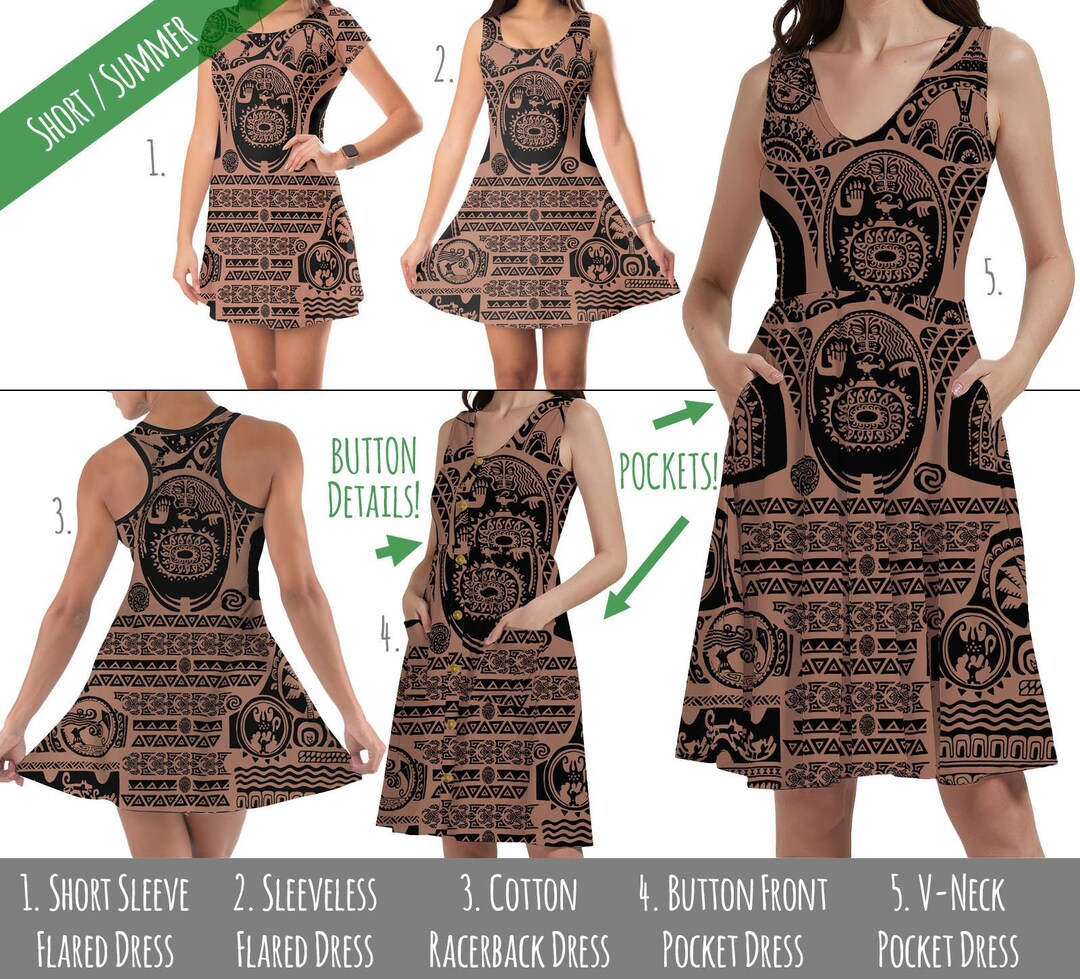Maui Tattoos Inspired Moana Disney Inspired Dress in Xs 5XL Short ...