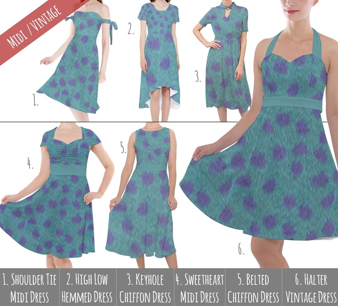 Sully Fur Monsters Inc Theme Park Inspired Midi Dress in Xs 5XL Vintage ...