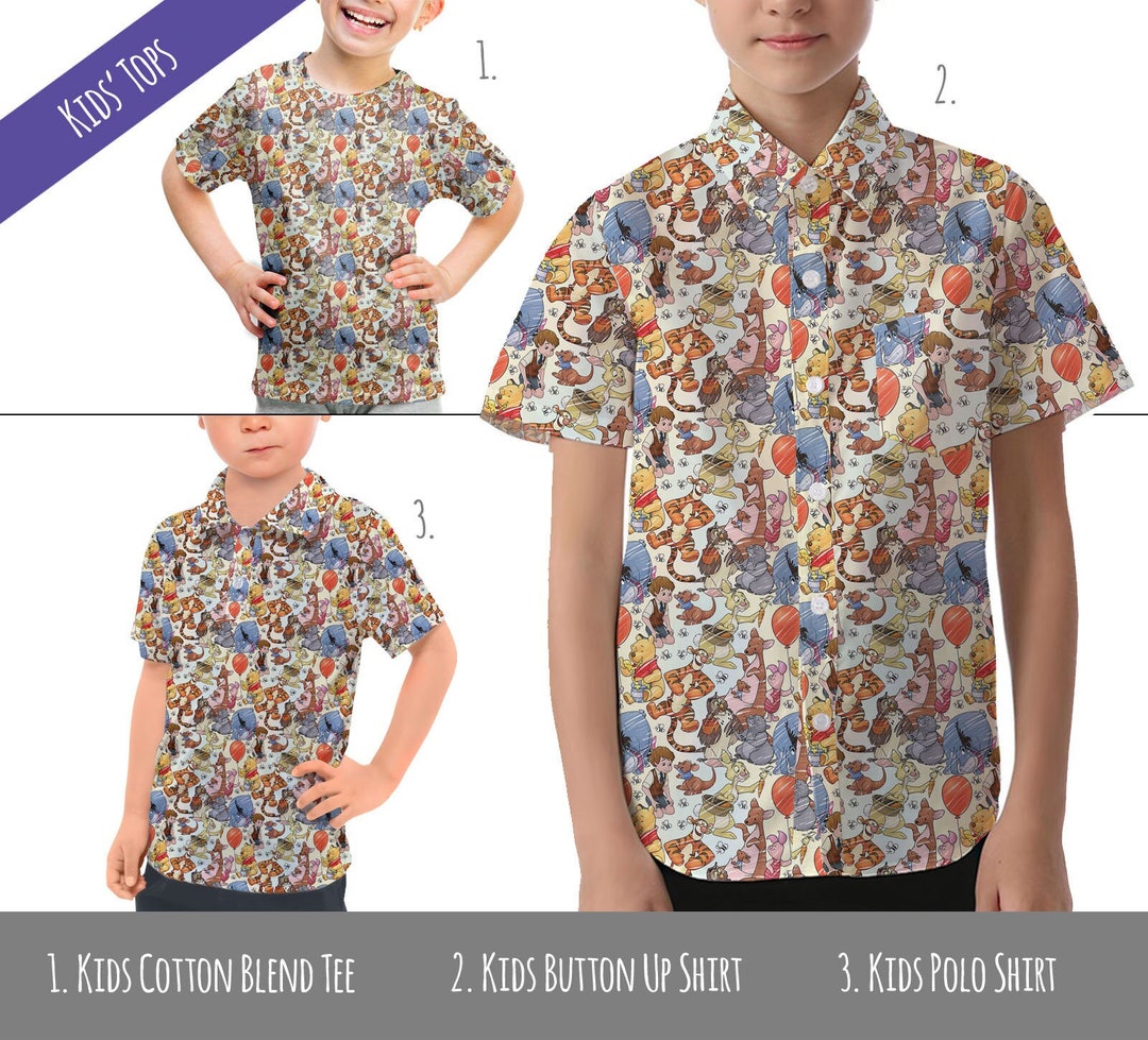 Winnie the Pooh & Friends Sketched Theme Park Inspired Kids' Tops ...