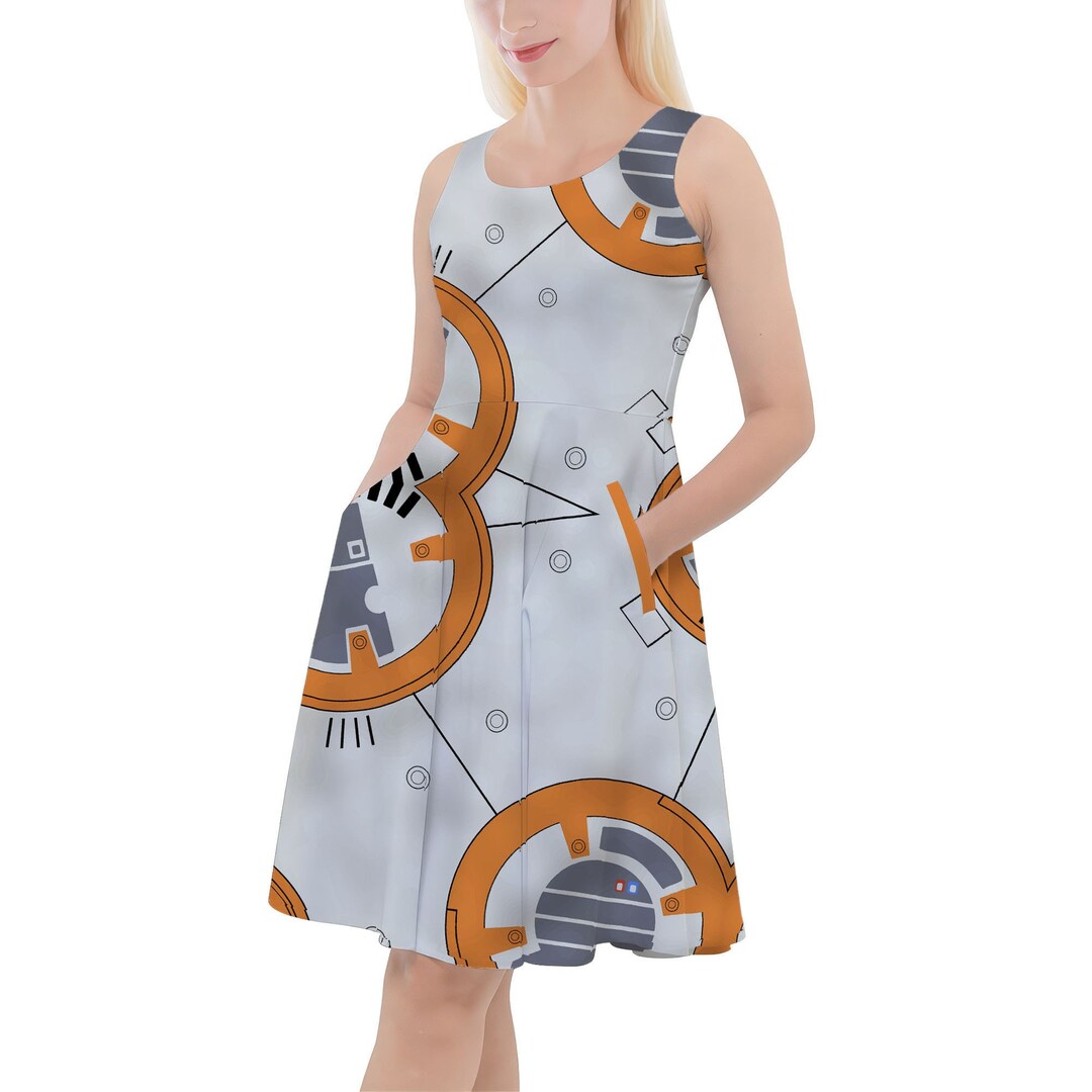 Little Round Droid Theme Park Inspired Skater Dress With Pockets in XS ...