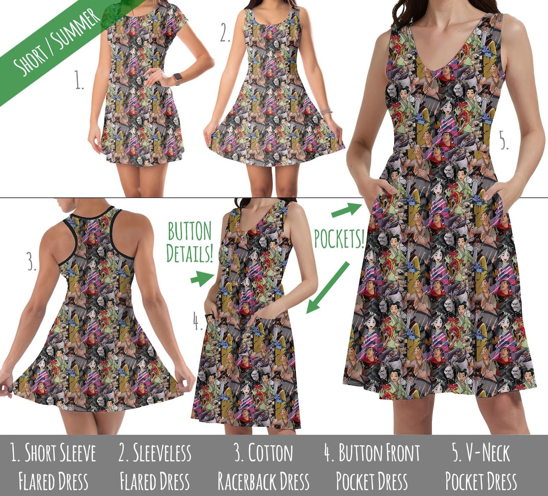 Mulan Sketched Disney Inspired Dress in Xs 5XL Short Length Styles RUSH ...