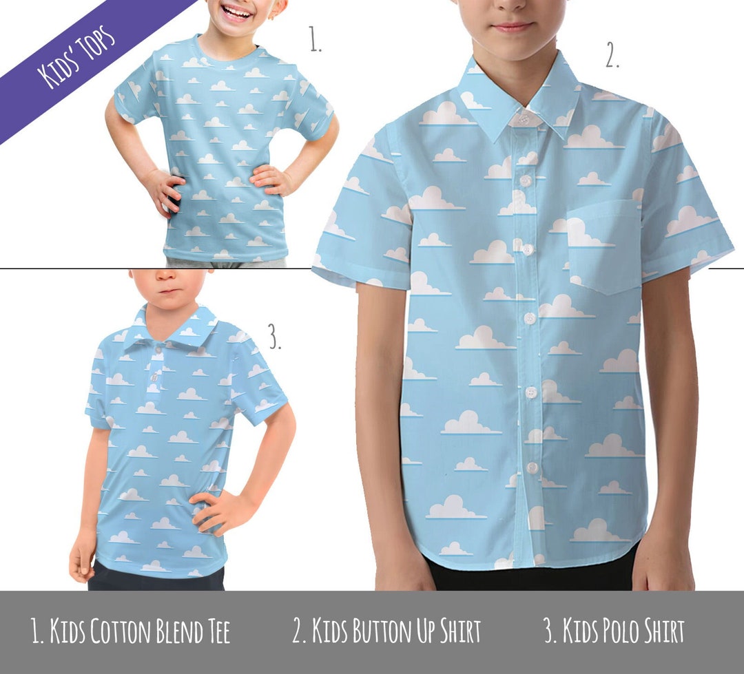 Pixar Clouds - Theme Park Inspired Kids' Tops - Children's Button up ...