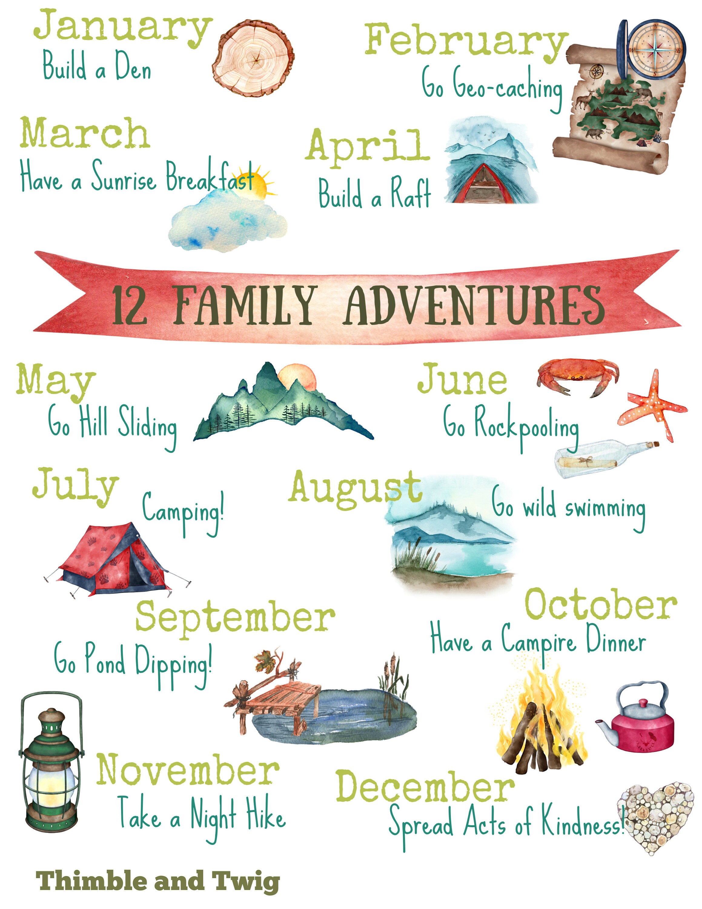 12 Family Activities Poster and Adventures to Have This Summer. Memory ...