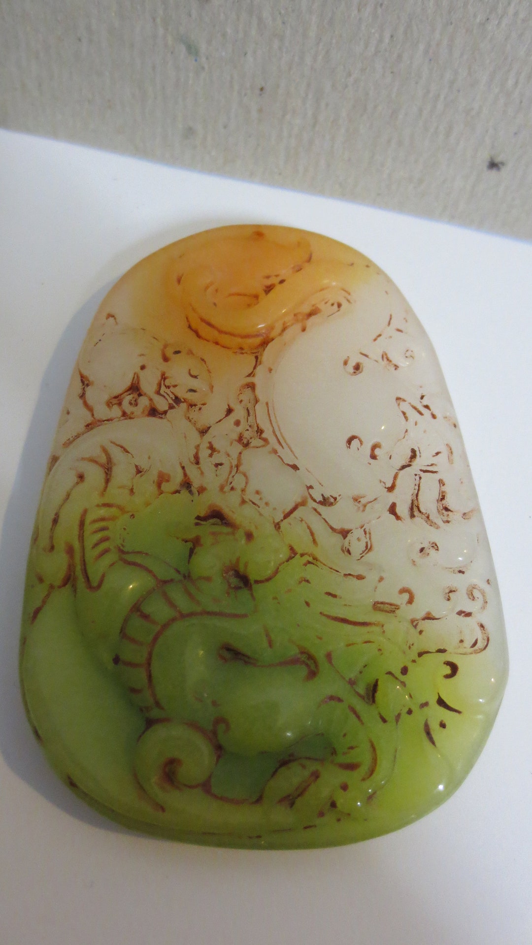 Tri-coloured Jade Pendant - Etsy