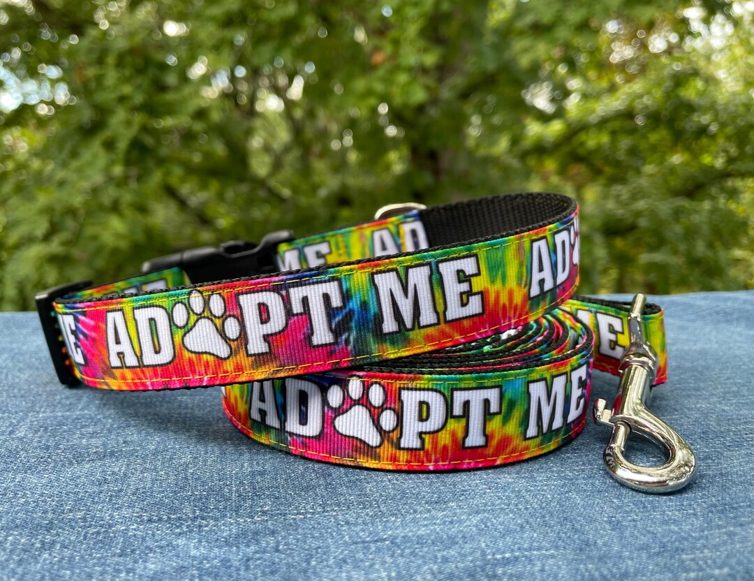 Tie Dye ADOPT ME Adjustable Dog Collar | 1" Wide or 1.5" Wide Collar ...
