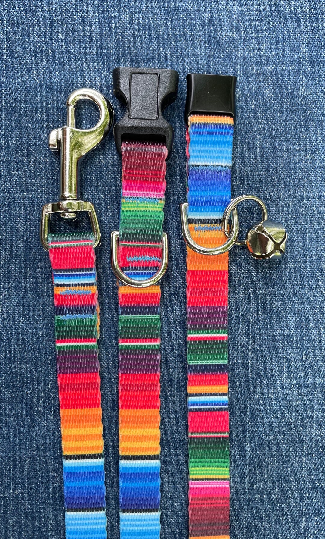 Serape Cinco De Mayo 1/2" Wide Cat or X-small Dog Collar and Leash - Ready to Ship! - Etsy