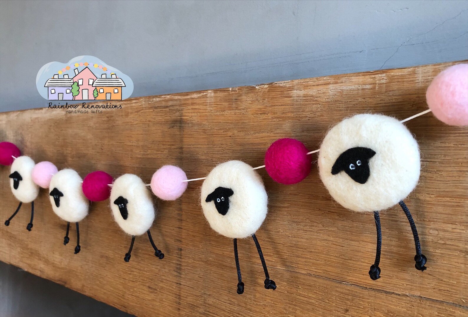 FELTED SHEEP GARLAND home decoration sheep decor wall | Etsy