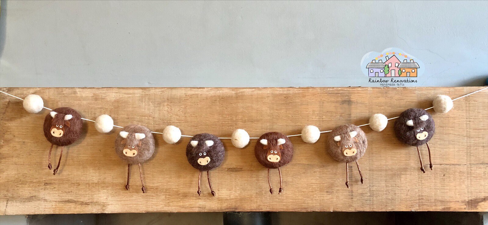 Highland Cow Garland felted garland decoration felted | Etsy