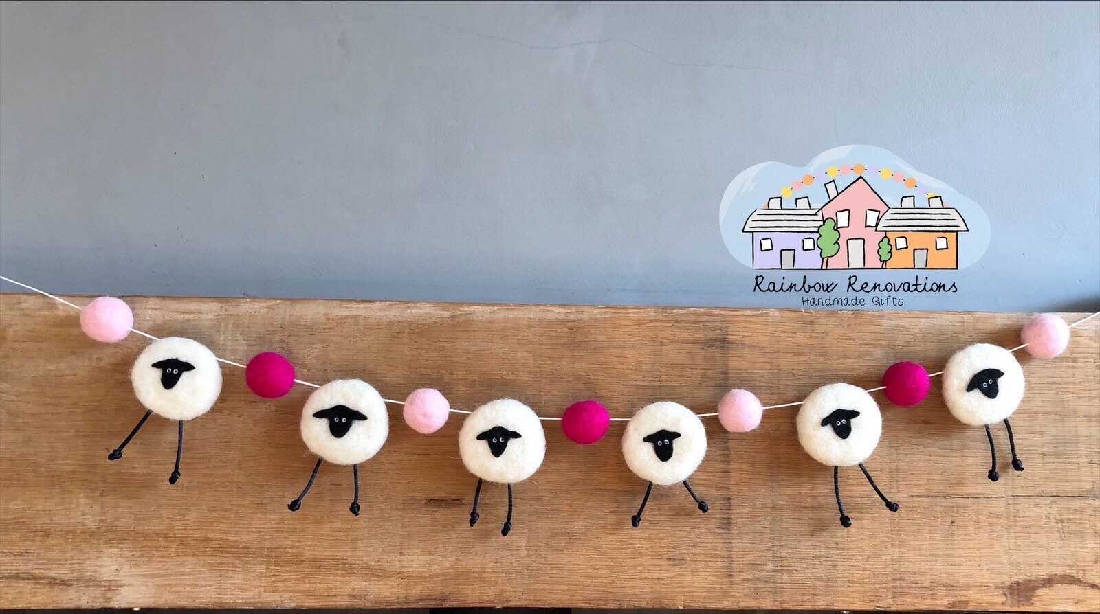 FELTED SHEEP GARLAND home decoration sheep decor wall | Etsy