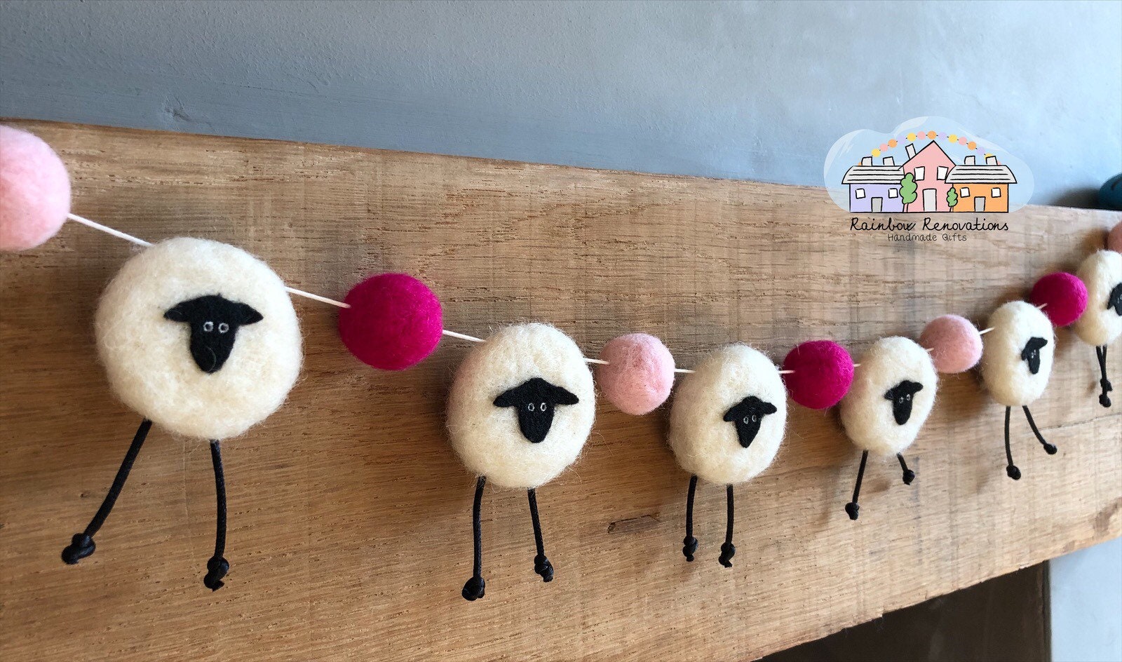 FELTED SHEEP GARLAND home decoration sheep decor wall | Etsy