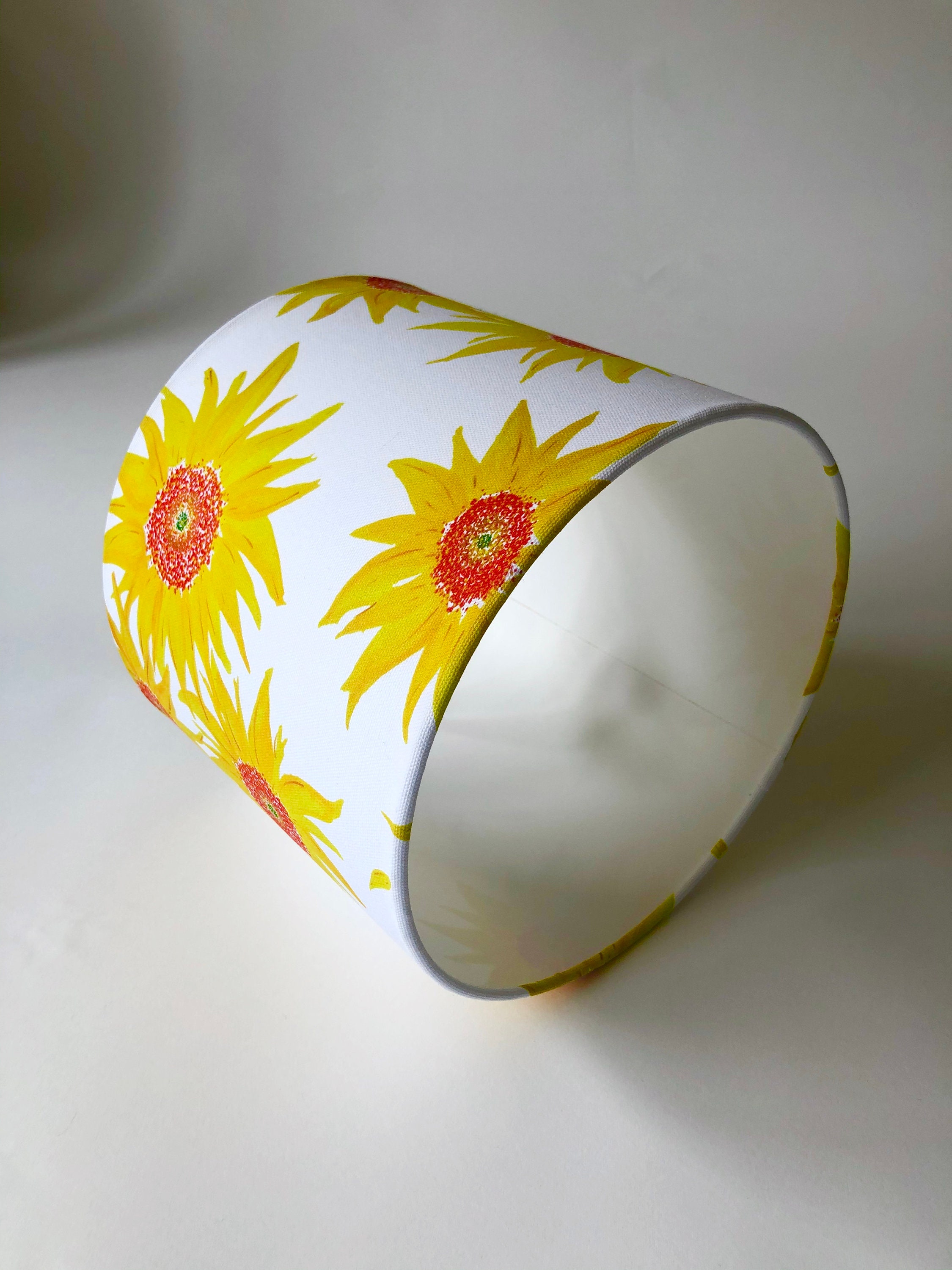 Sunflower Linen Lampshade With Watercolour Design - Etsy