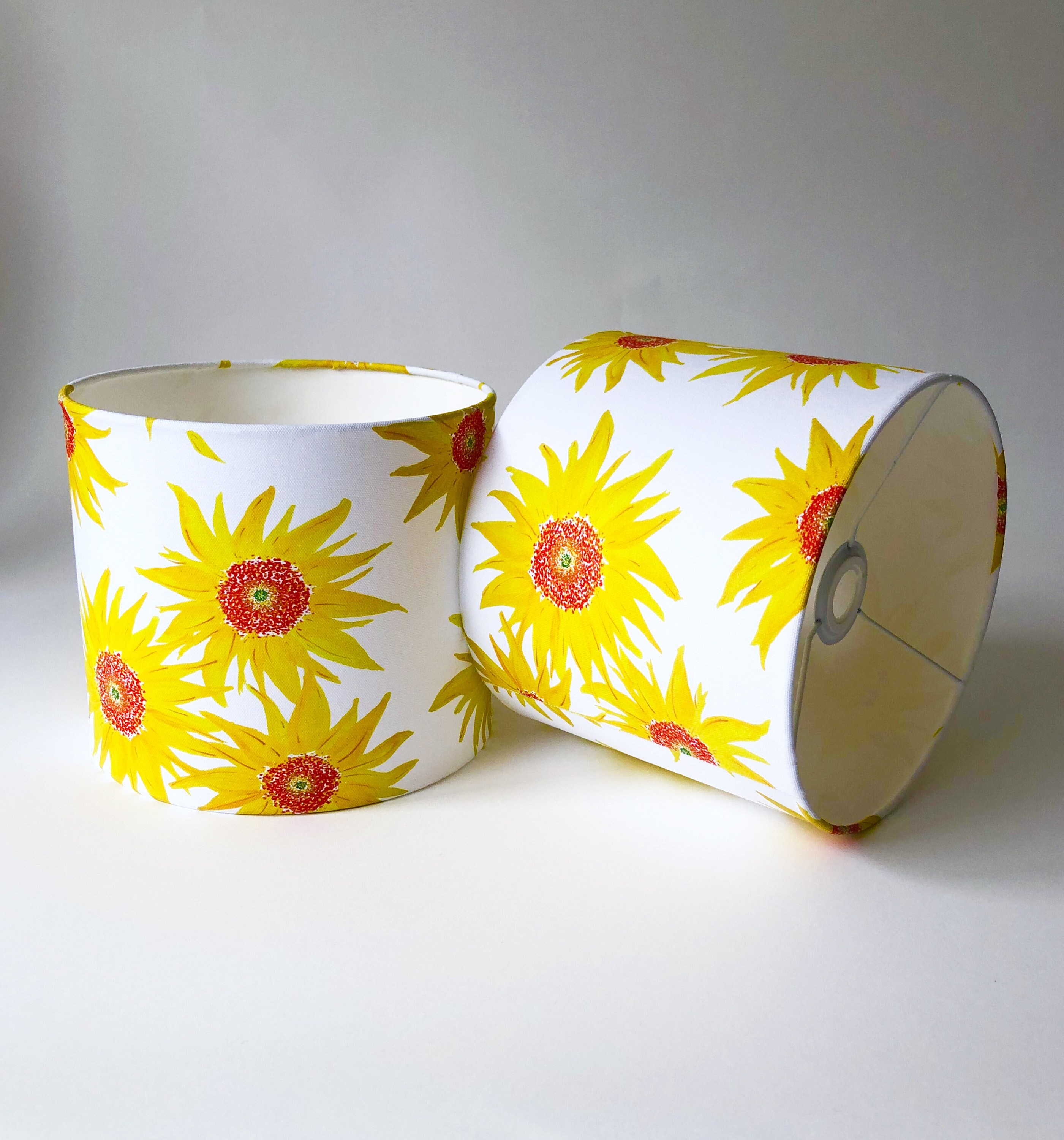 Sunflower Linen Lampshade With Watercolour Design - Etsy