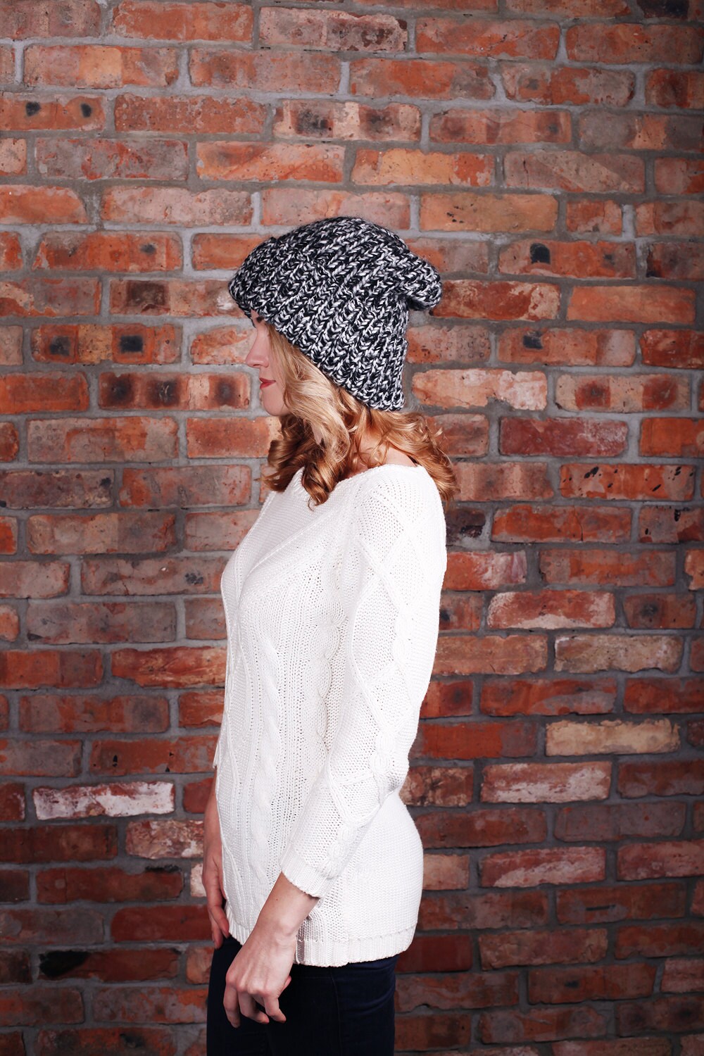 Oversized Hat, Hand Knit Beanie Hat, Chunky Knit Hat, Winter Hat ...
