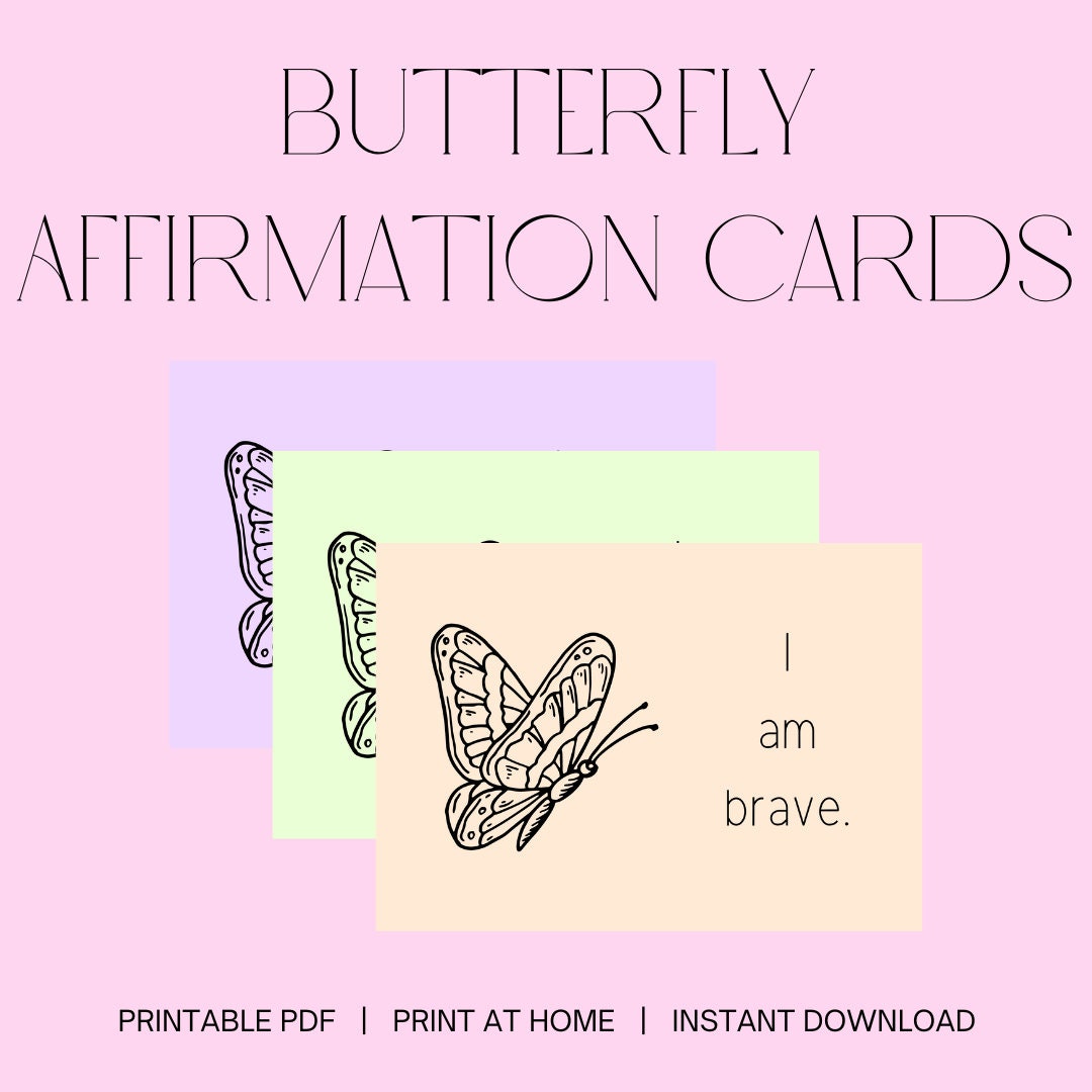 Butterfly Pastel Affirmation Cards Pack of 15 Affirmation Cards for ...