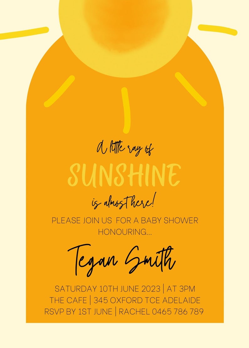 Editable Sunshine Baby Shower Invitation - Etsy