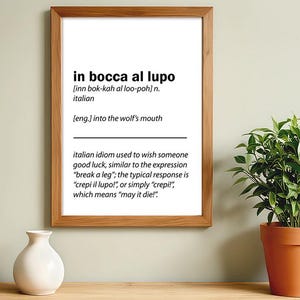 Italian Good Luck Idiom Definition Digital Wall Art 'in Bocca Al Lupo ...