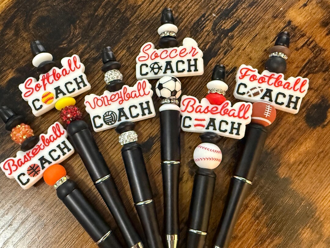 Beaded Pen Set | Coach Pens | Fun Sports Pens - Etsy