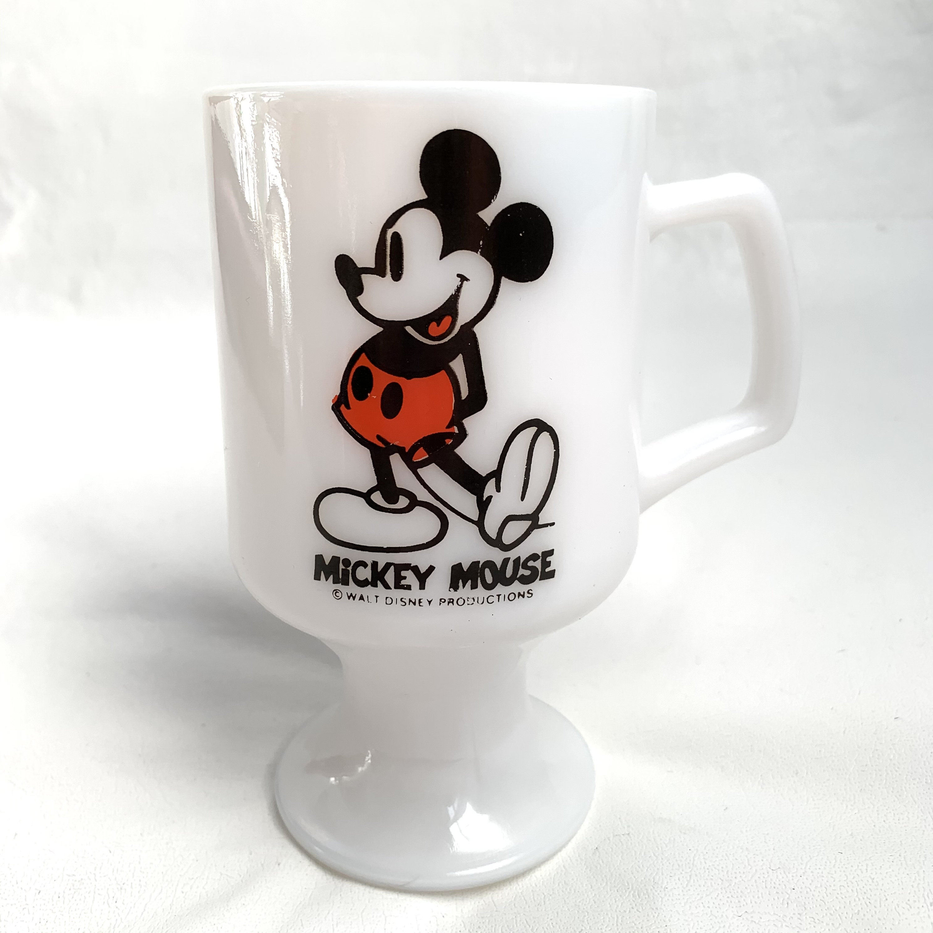 Mickey Mouse milk glass mug Walt Disney Productions pedestal d | Etsy
