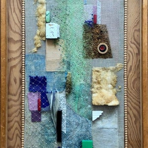 Vintage DANE CHANASE Mixed Media COLLAGE Assemblage, 24x16"", Wood ...