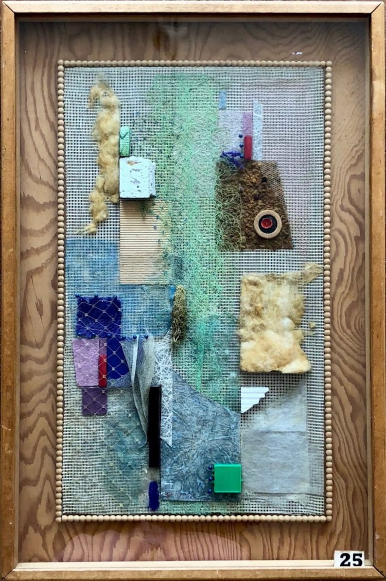 Vintage DANE CHANASE Mixed Media COLLAGE Assemblage, 24x16"", Wood ...