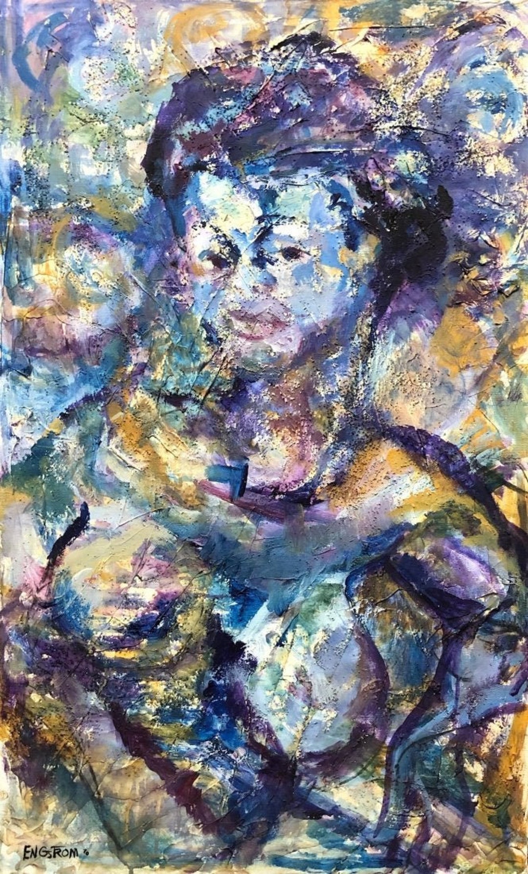 Vintage 1970 MAGNUS ENGSTROM Abstract PORTRAIT Woman Female 36x22" Oil ...