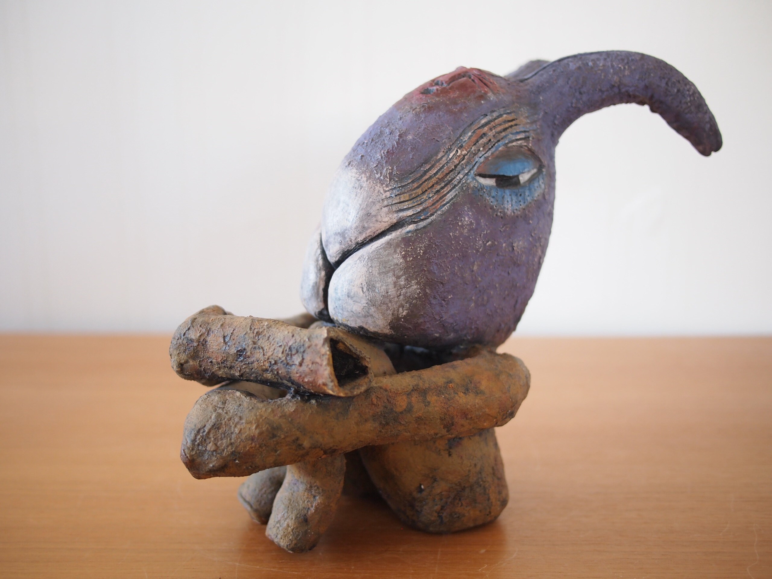 Vintage Psychedelic Purple CERAMIC RABBIT SCULPTURE 9 | Etsy