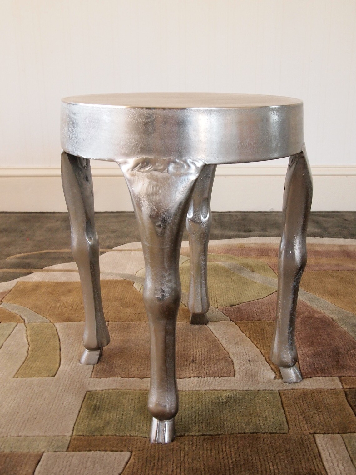 3 Available: Silver METAL SIDE End TABLE W/ Hoof Legs 13 - Etsy