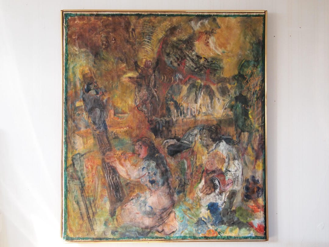 Original Vintage ALAN TOBIAS Abstract Expressionist PAINTING 53x47 Oil ...