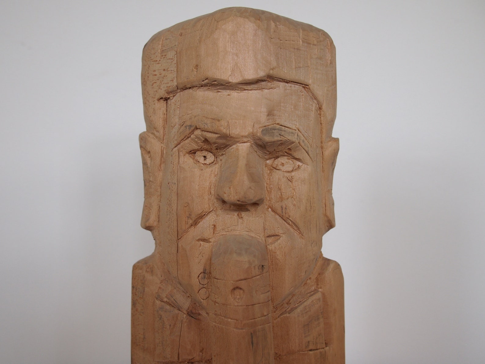 FRED GERBER Hand-carved Wood SCULPTURE, 12" High, Phallic, Man Bust ...