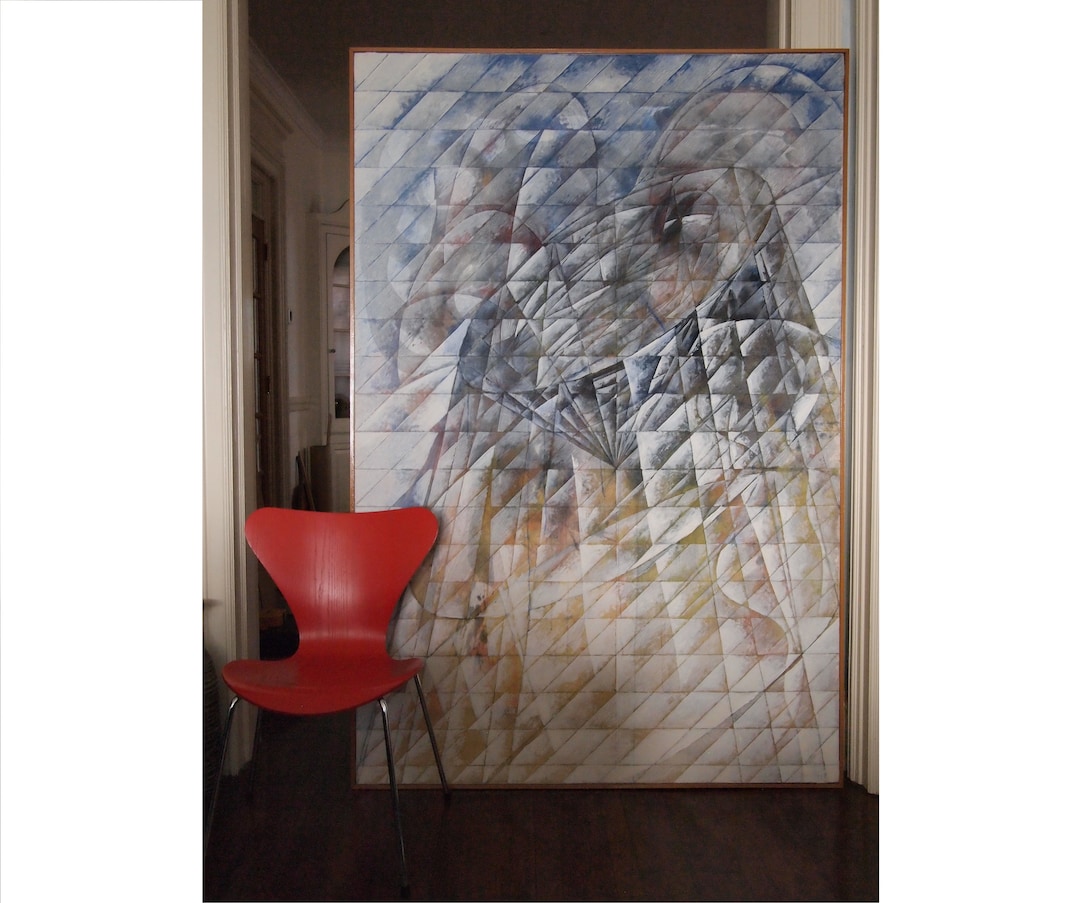 Original 1985 SHICHIRO ENJOJI Abstract Expressionist PAINTING Large ...