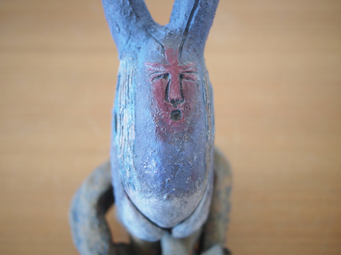 Vintage Psychedelic Purple CERAMIC RABBIT SCULPTURE 9 | Etsy