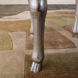 3 Available: Silver METAL SIDE End TABLE W/ Hoof Legs 13 Dia. 17 High ...