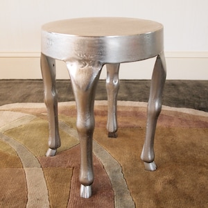 3 Available: Silver METAL SIDE End TABLE W/ Hoof Legs 13 - Etsy