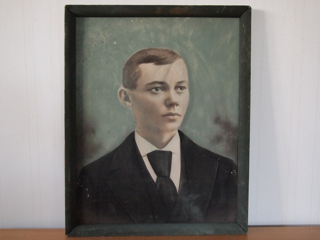 Original Vintage PORTRAIT PAINTING of Boy Young Man 20x16" PASTEL ...