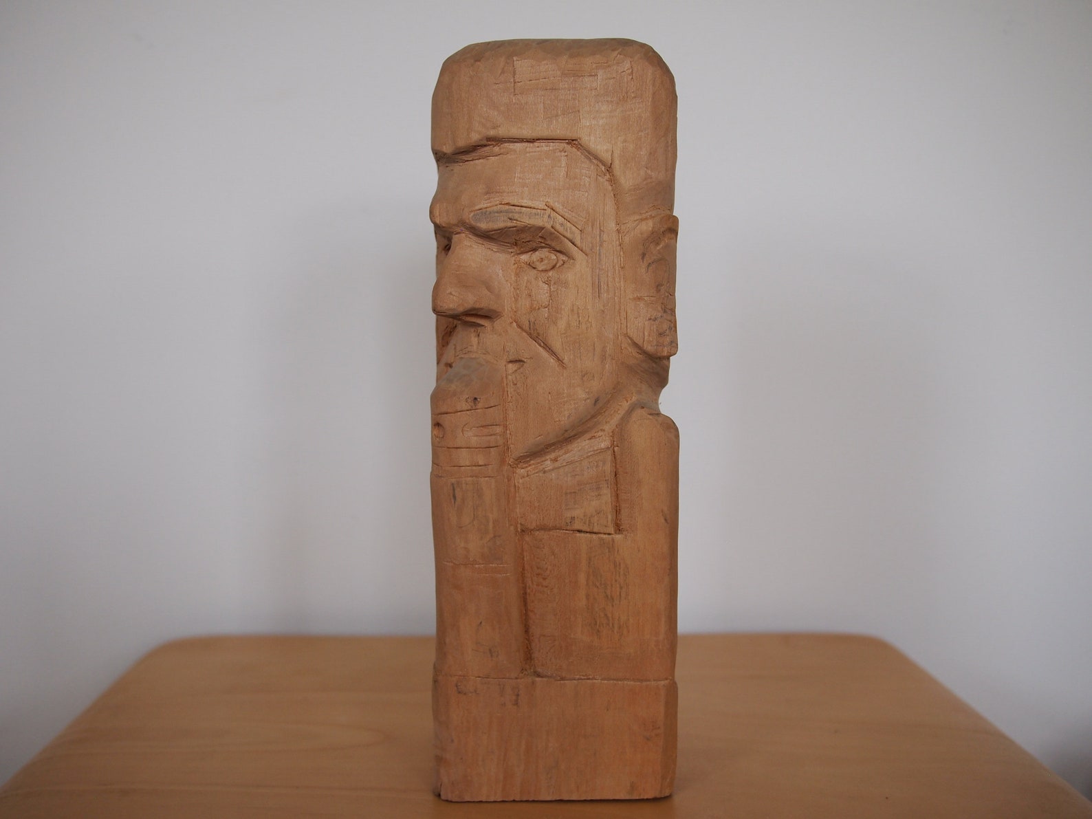 FRED GERBER Hand-carved Wood SCULPTURE, 12" High, Phallic, Man Bust ...