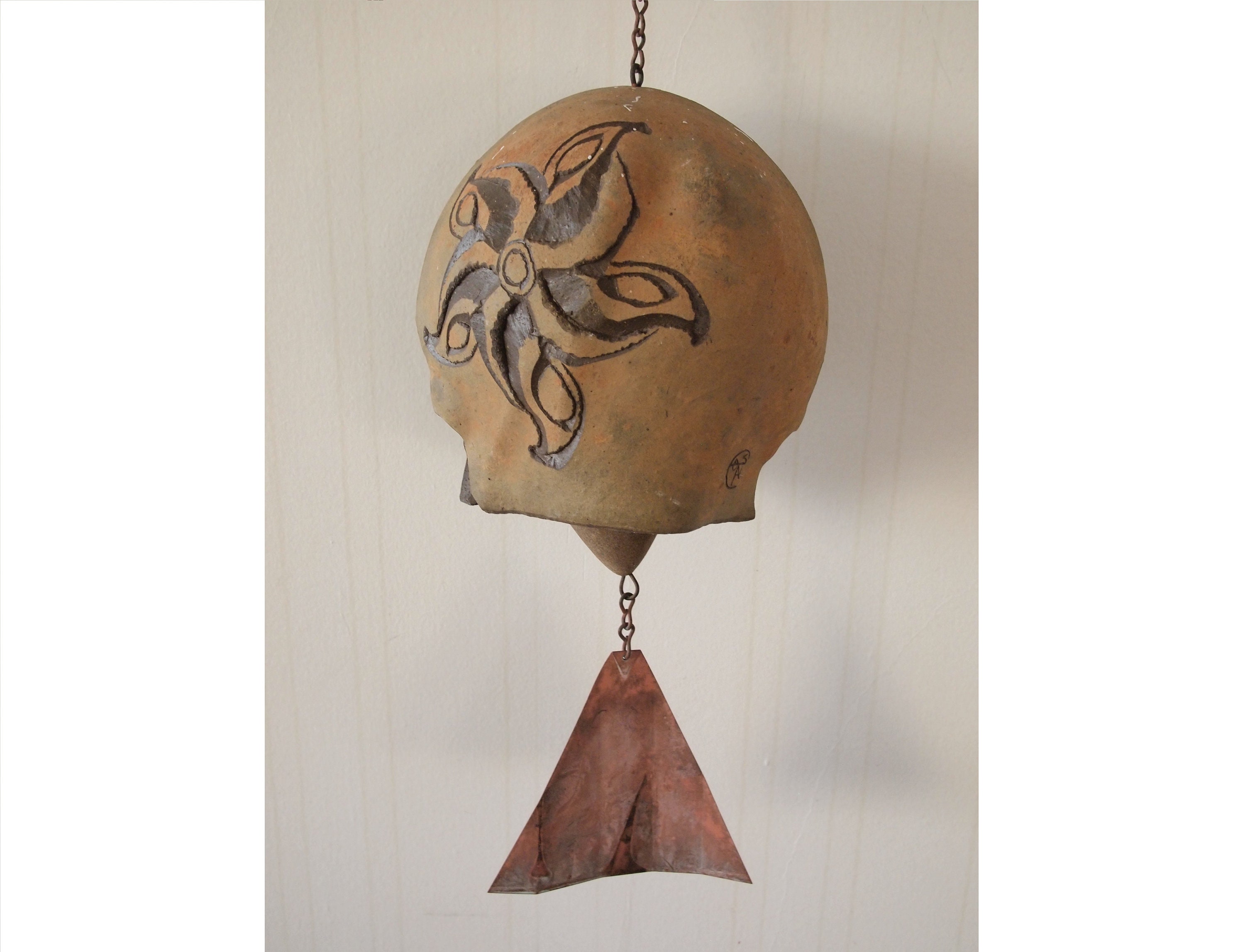 Rare Vintage PAOLO SOLERI Large Ceramic BELL Wind Chime 8", Starburst ...