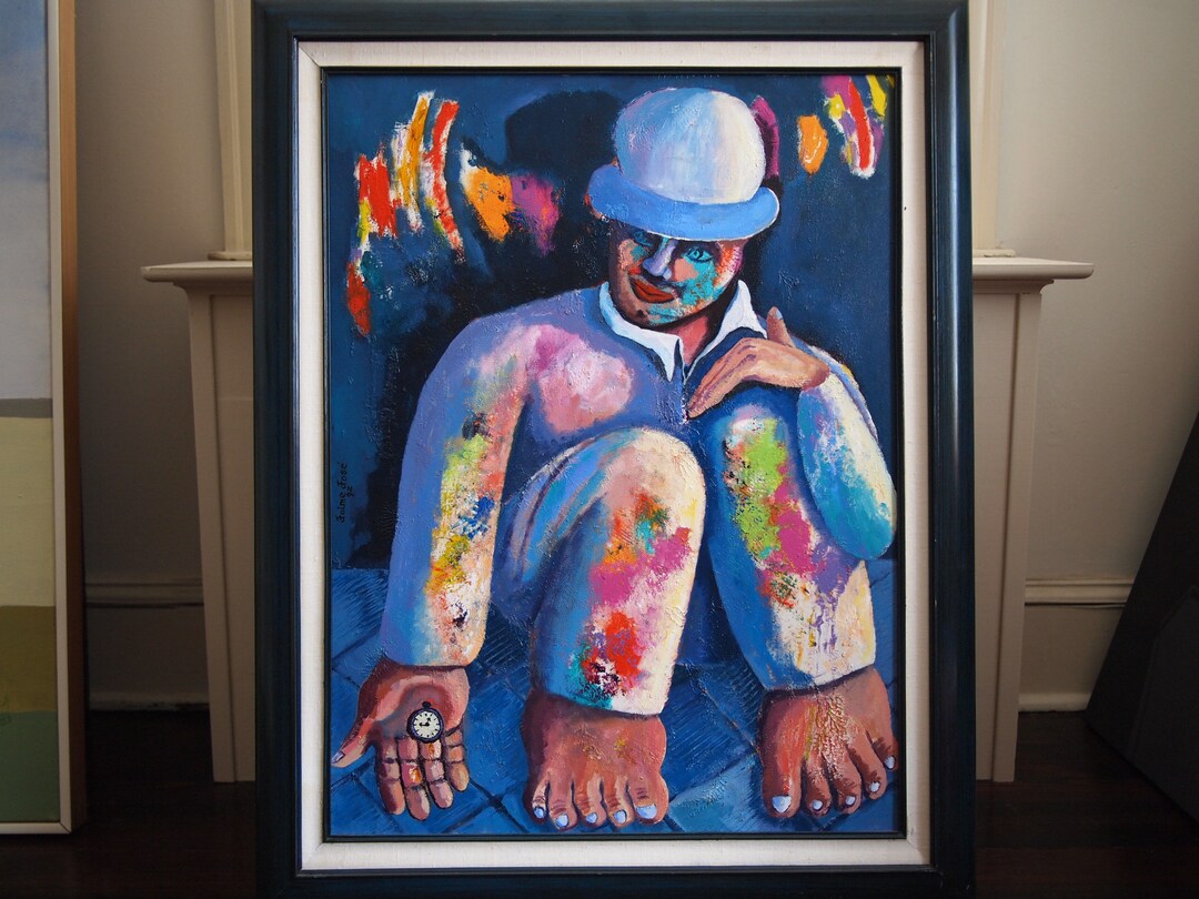 Original JAIME JOSE 1992 Surrealist Portrait PAINTING 38x30" Acrylic ...