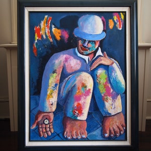 Original JAIME JOSE 1992 Surrealist Portrait PAINTING 38x30" Acrylic ...