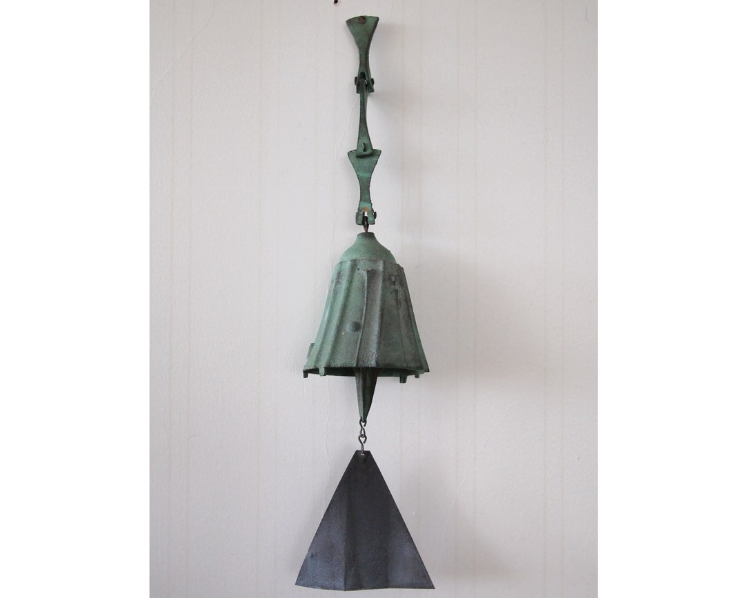 Vintage PAOLO SOLERI Bronze Wind BELL Chime 6", 23" Total, Windchime ...
