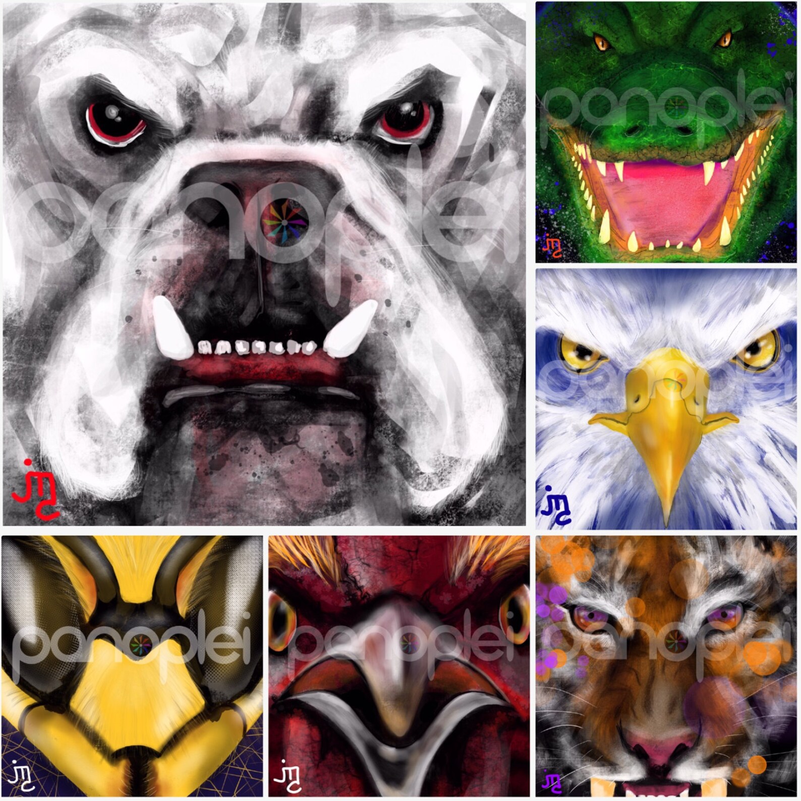 Georgia Bulldogs Inspired Artwork English Bulldog Hairy Dog UGA ...