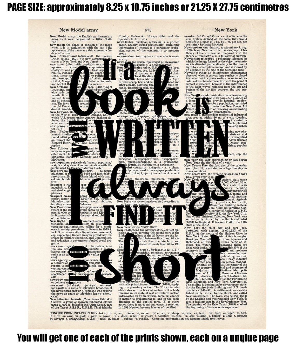 Book Lover Gift Four Book Quotes Austen Lewis Hemingway | Etsy