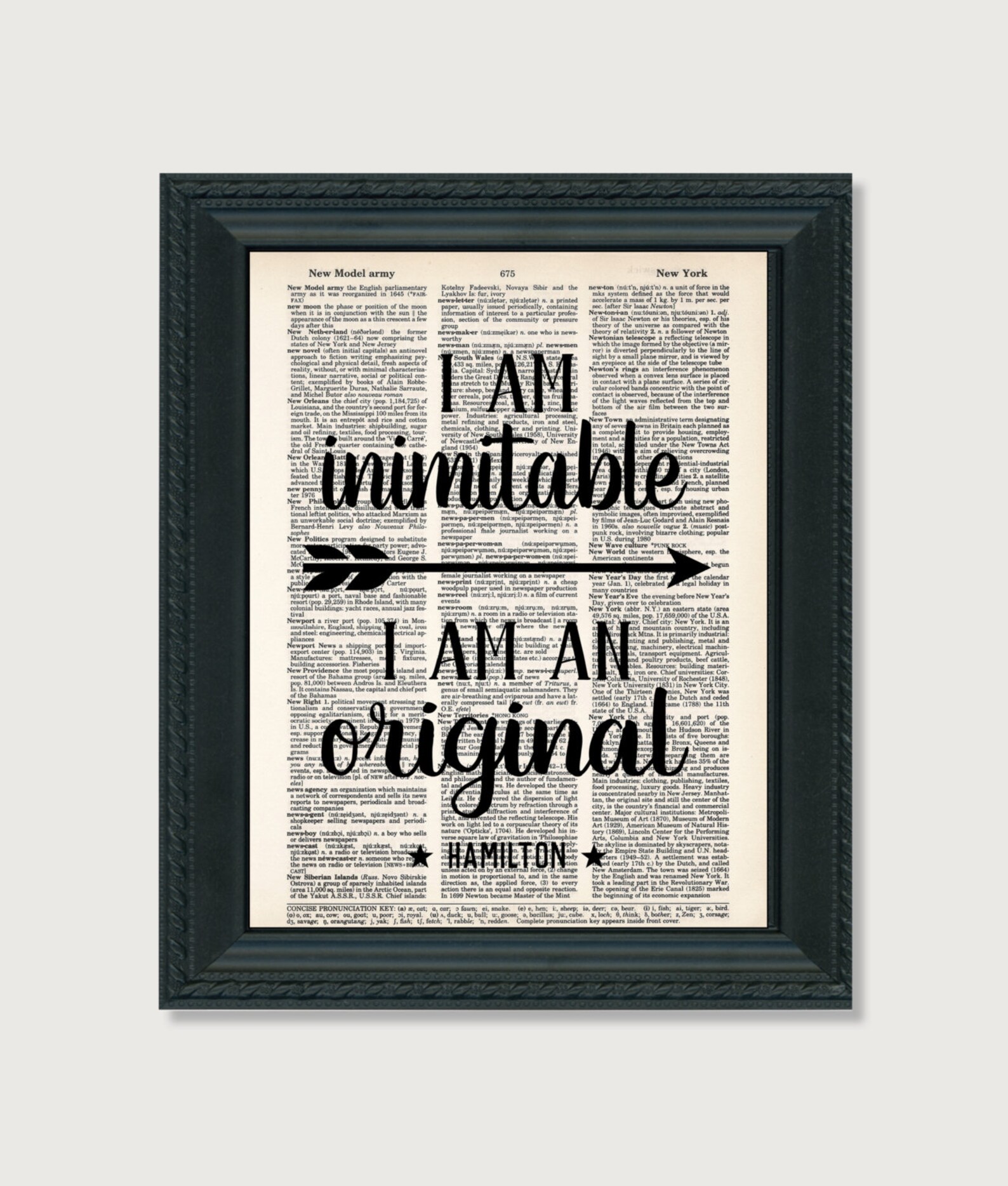 I Am Inimitable I Am an Original Hamilton Quote Broadway - Etsy