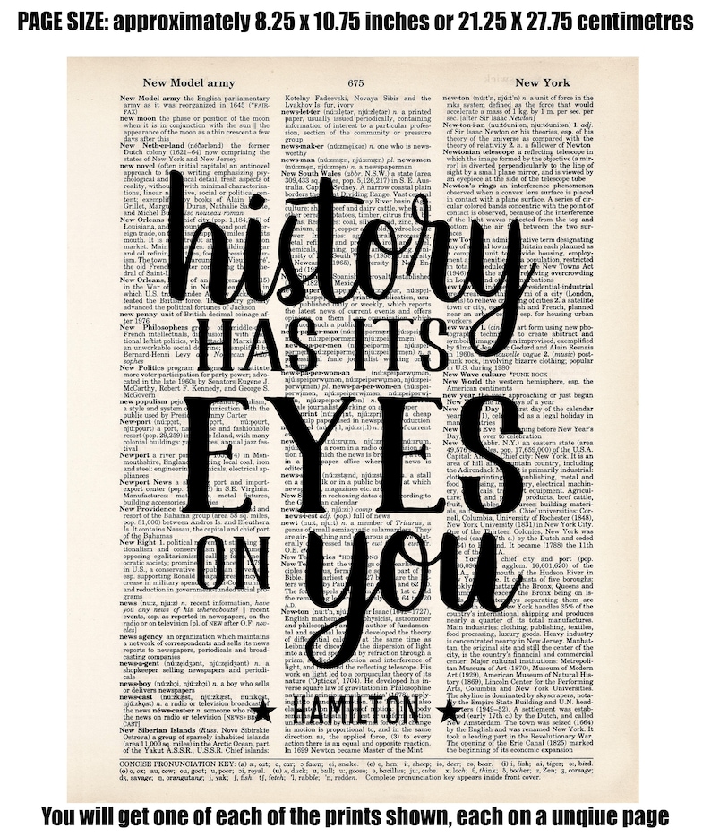 History Has Its Eyes on You Hamilton Quote Broadway - Etsy