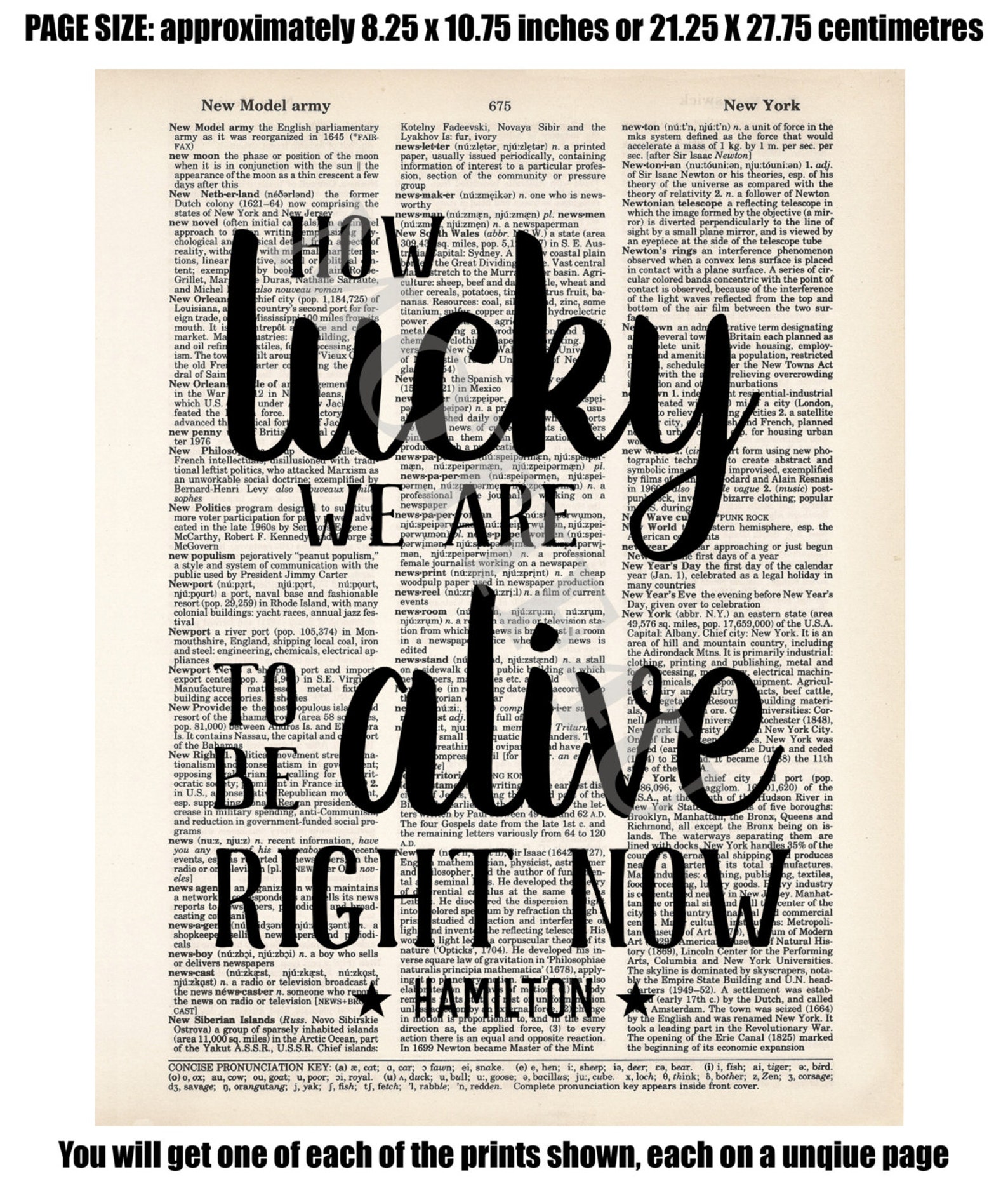 Hamilton Gift Pack - Four Hamilton Quotes - Dictionary Art Prints ...