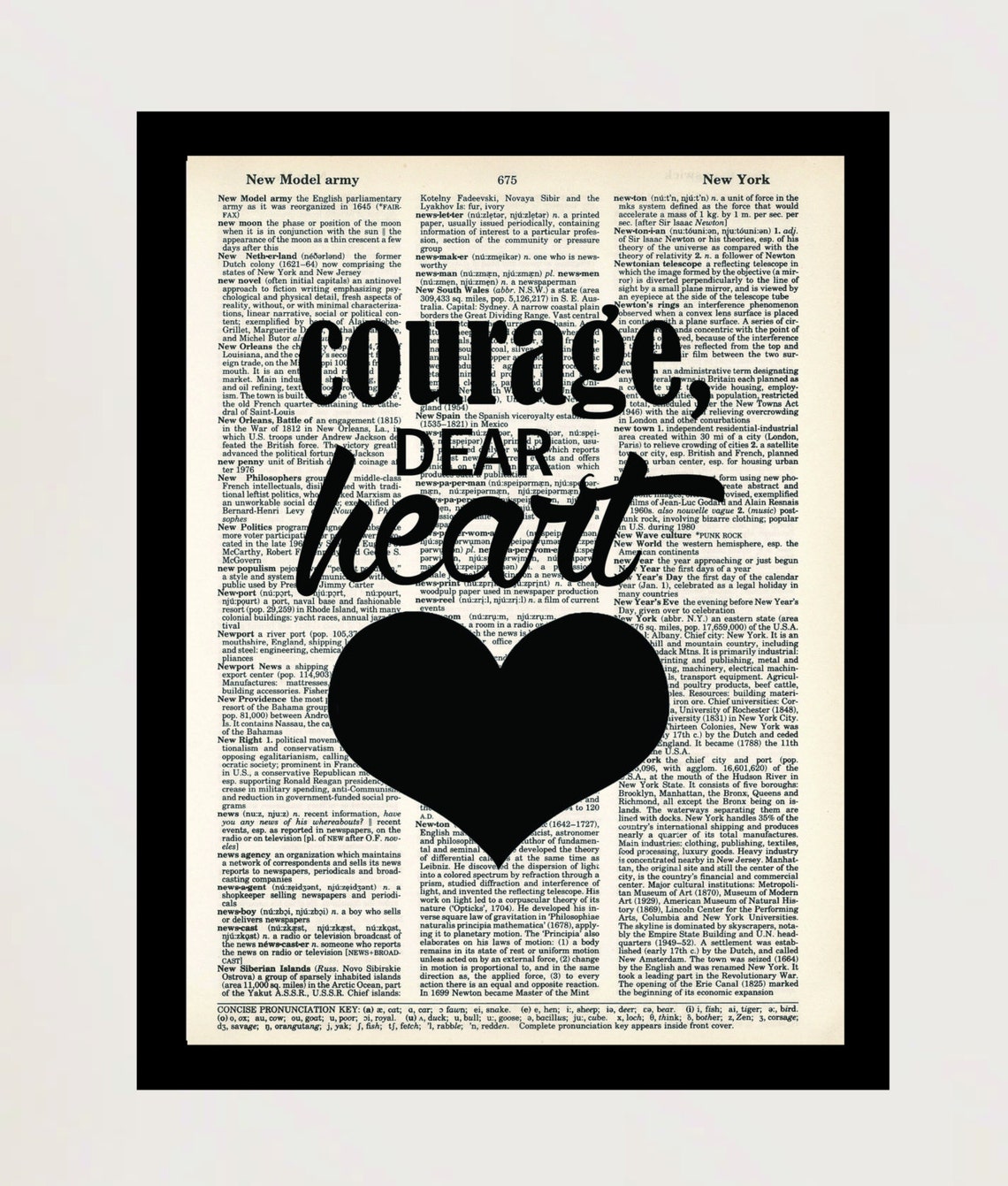 Courage Dear Heart CS Lewis Quote Typography dictionary print | Etsy