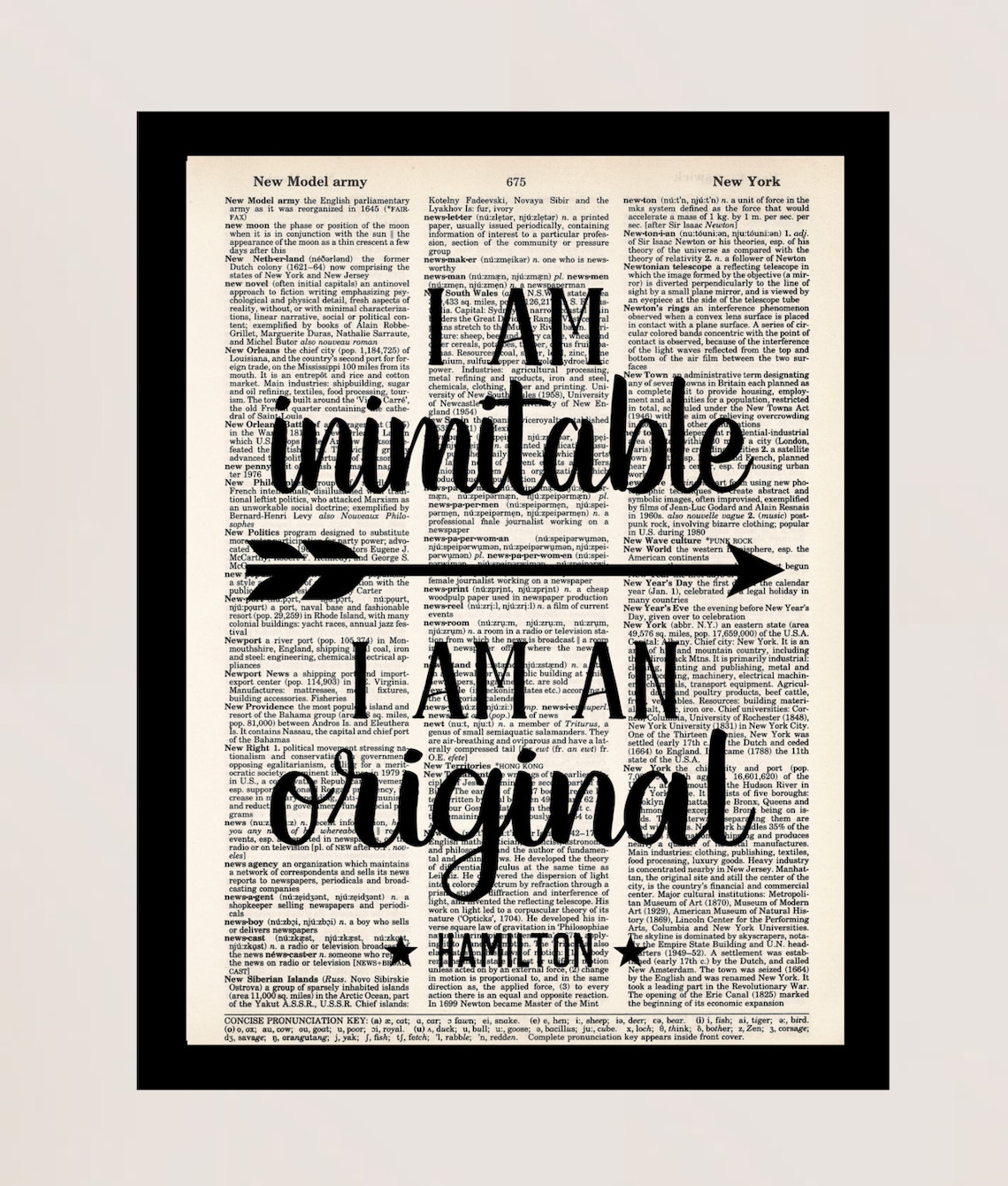 I Am Inimitable I Am an Original Hamilton Quote Broadway - Etsy