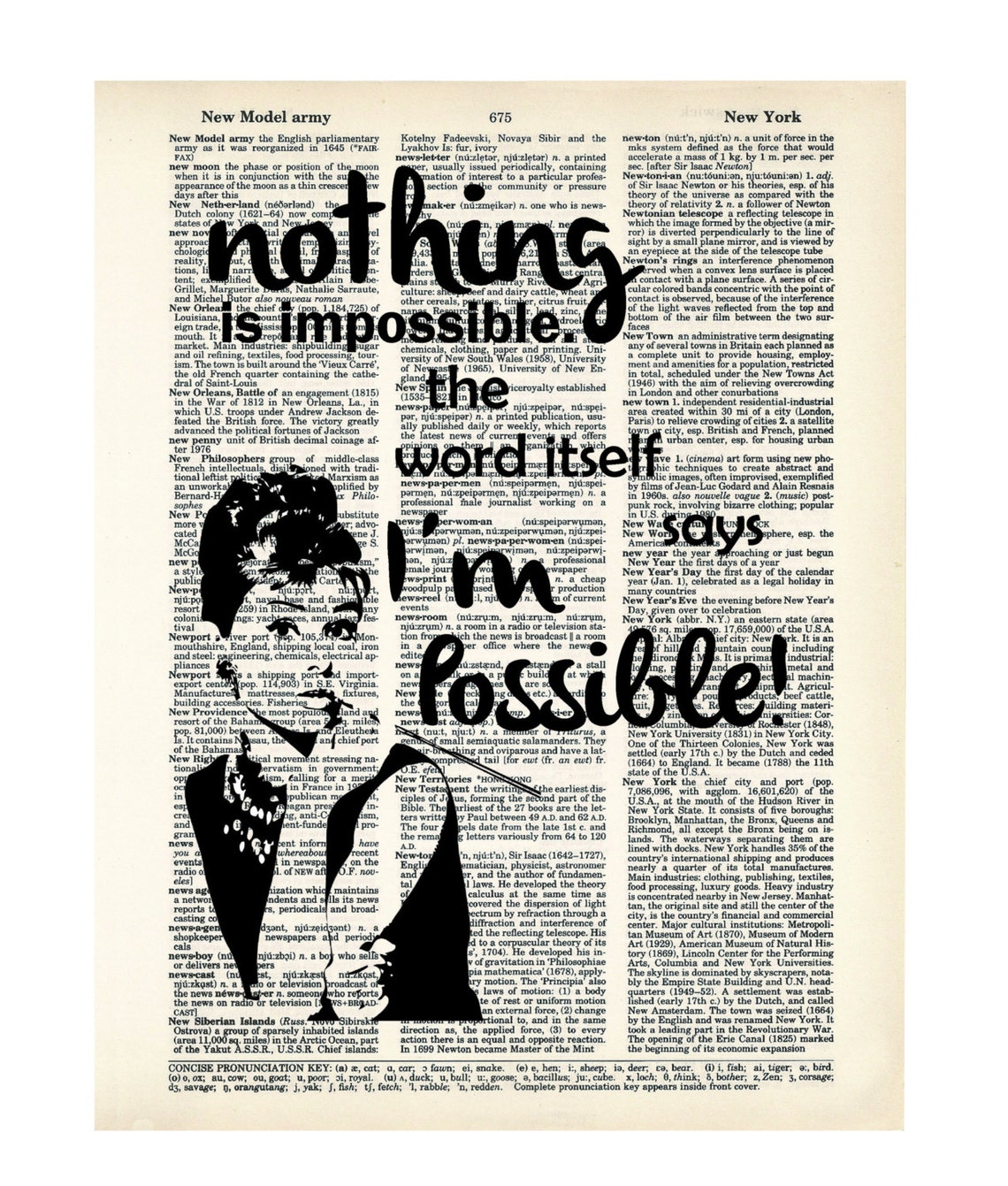 Audrey Hepburn Nothing is Impossible Quote Art Dictionary Page ...