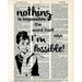Audrey Hepburn Nothing is Impossible Quote Art Dictionary Page ...