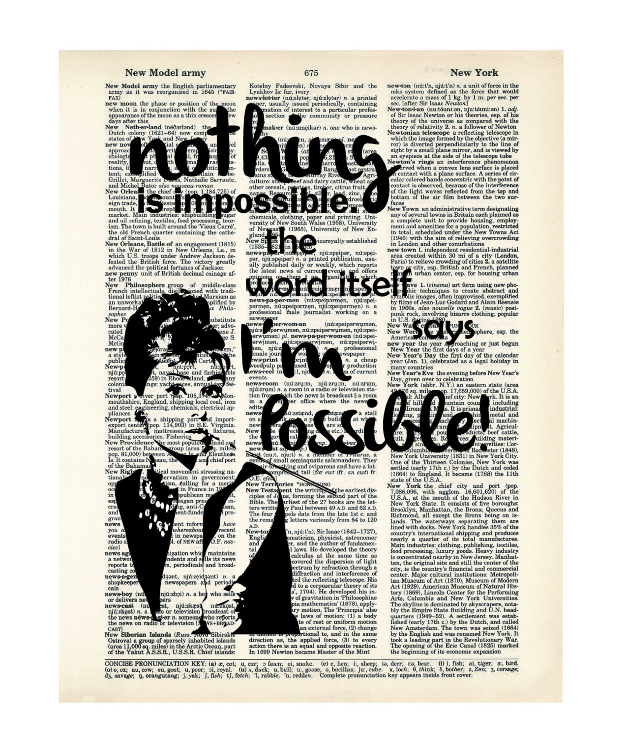 Audrey Hepburn Nothing is Impossible Quote Art Dictionary Page | Etsy