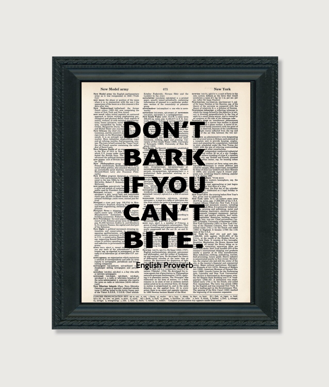Don't Bark If You Can't Bite- English Proverb - Print Art Dictionary ...